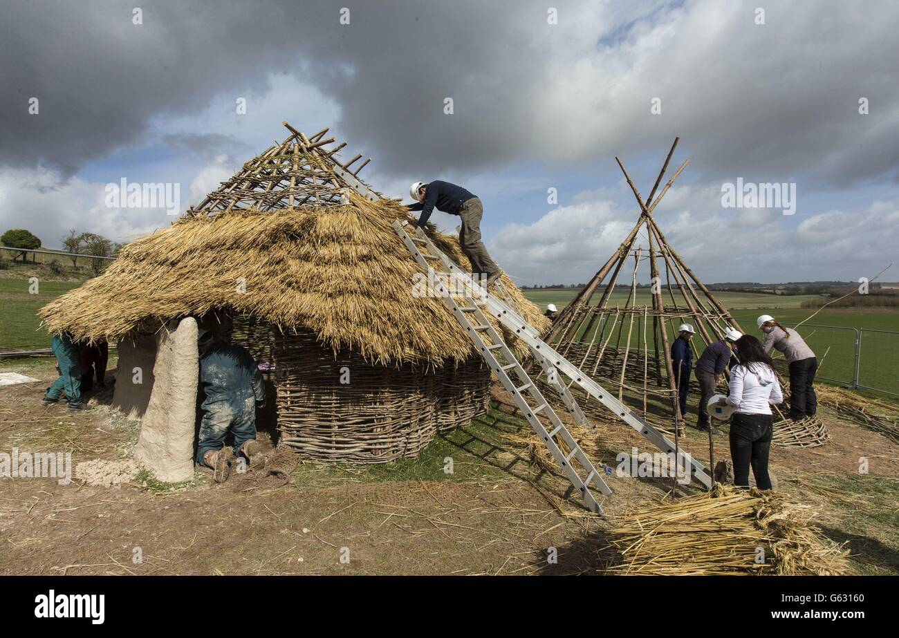 Neolithic homes recreated Stock Photo - Alamy