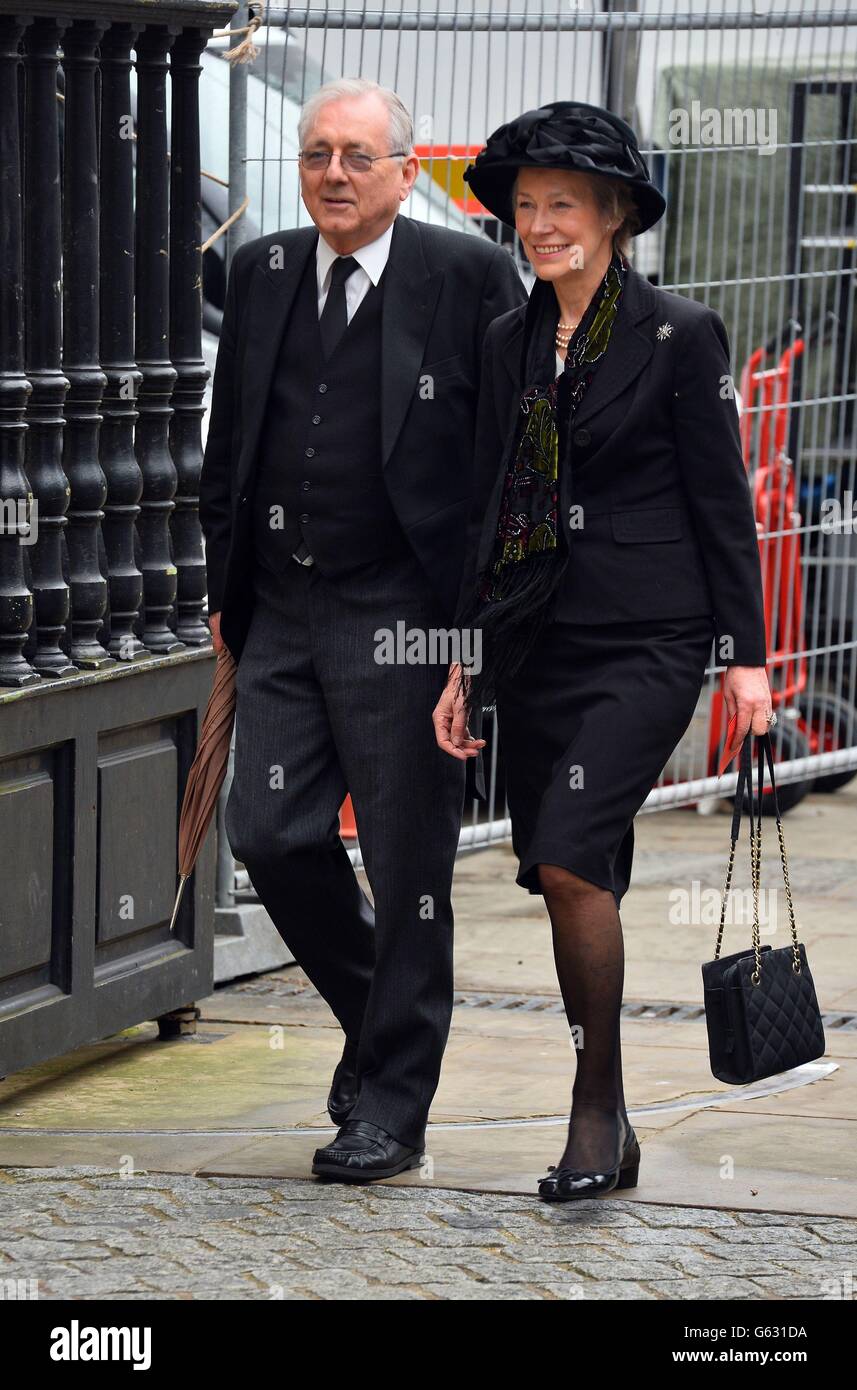 Sir Peter and Virginia Bottomley arrive for the funeral service of ...