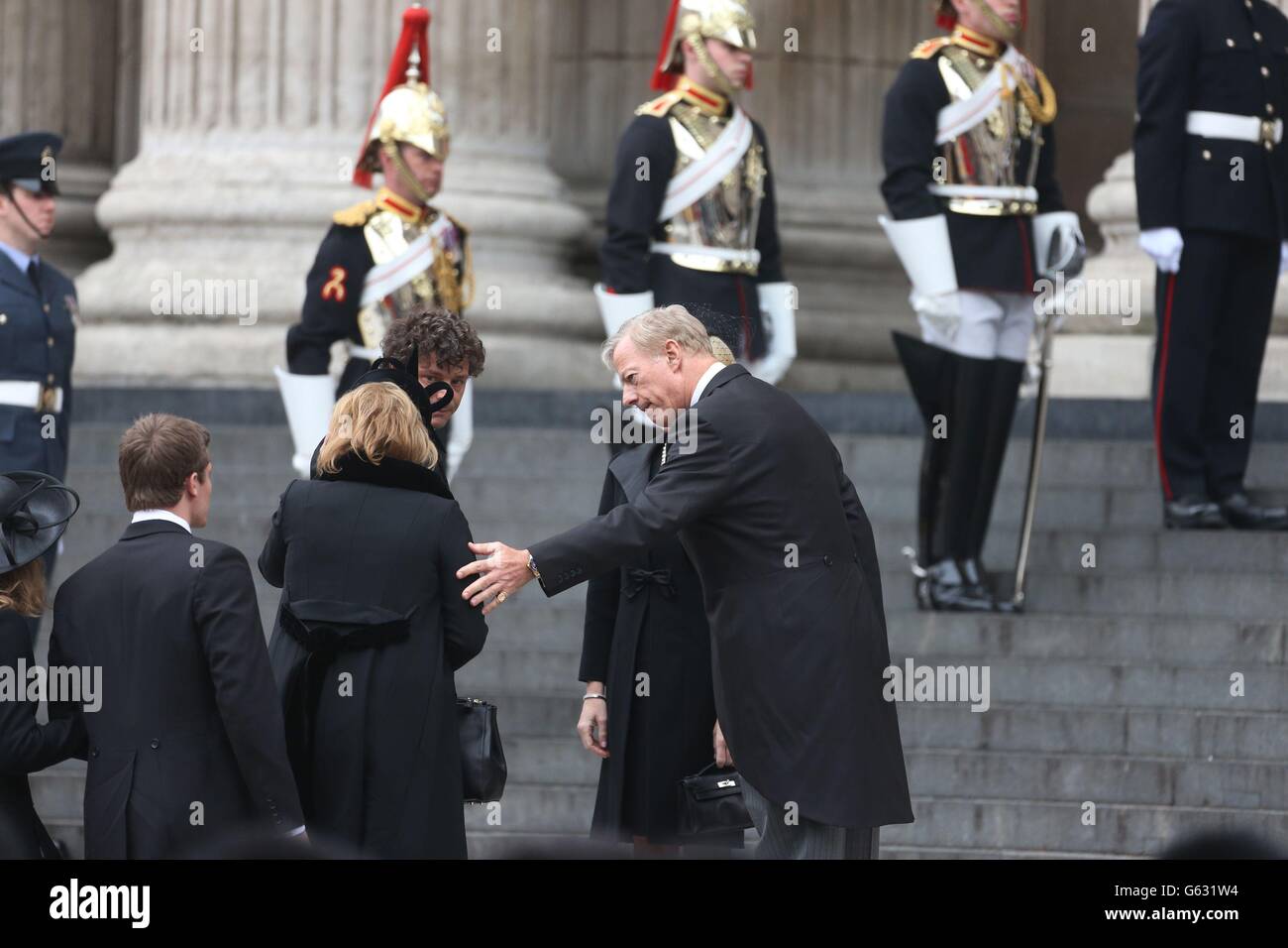 Mark Thatcher and his wife Sarah arrive for the funeral service of ...