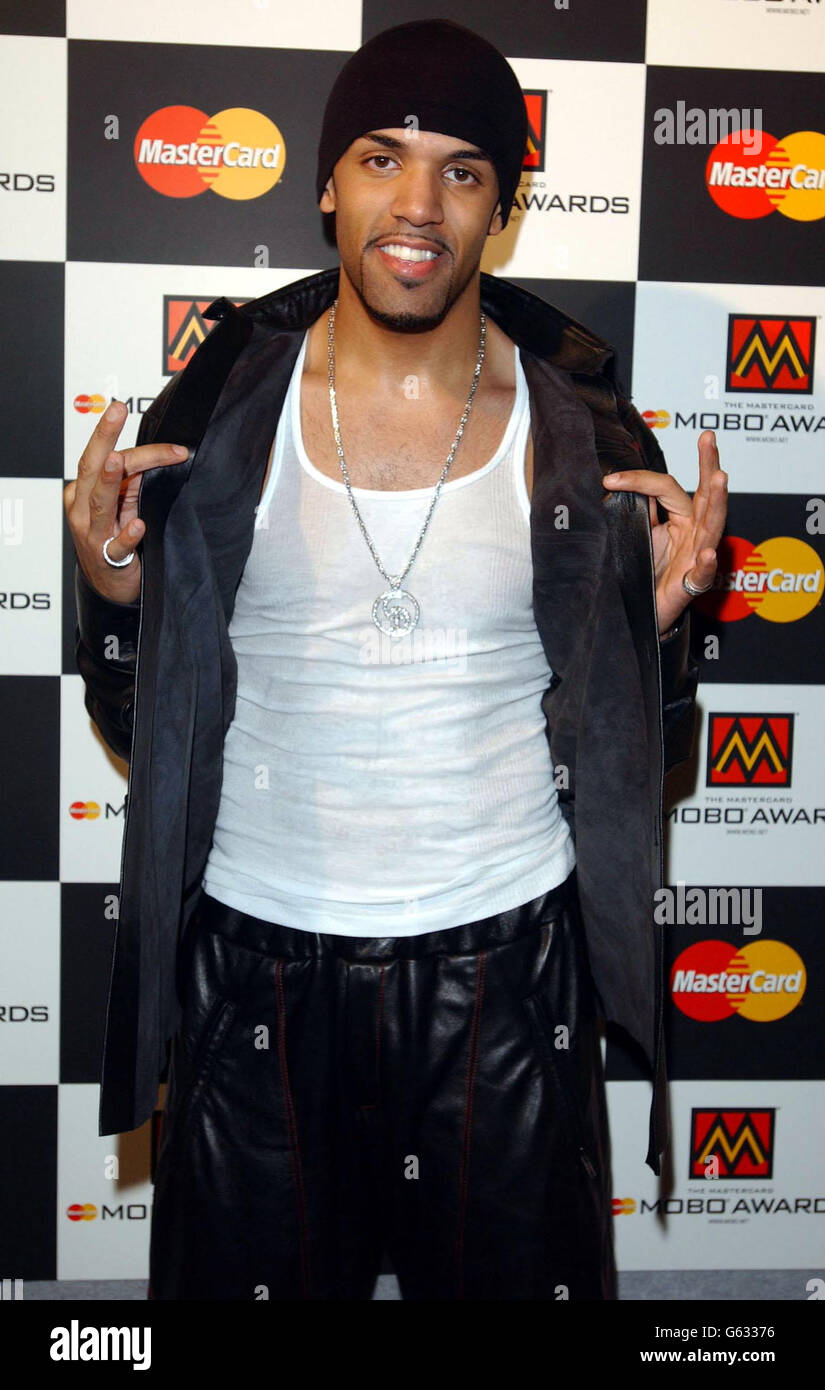 Singer Craig David at the 2002 MOBO (Music of Black Origin) Awards, at ...