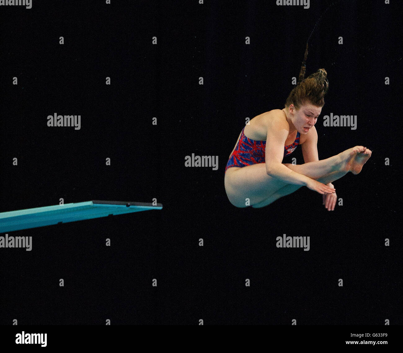 Britain's Hannah Starling dives in the women's semi-final during the ...