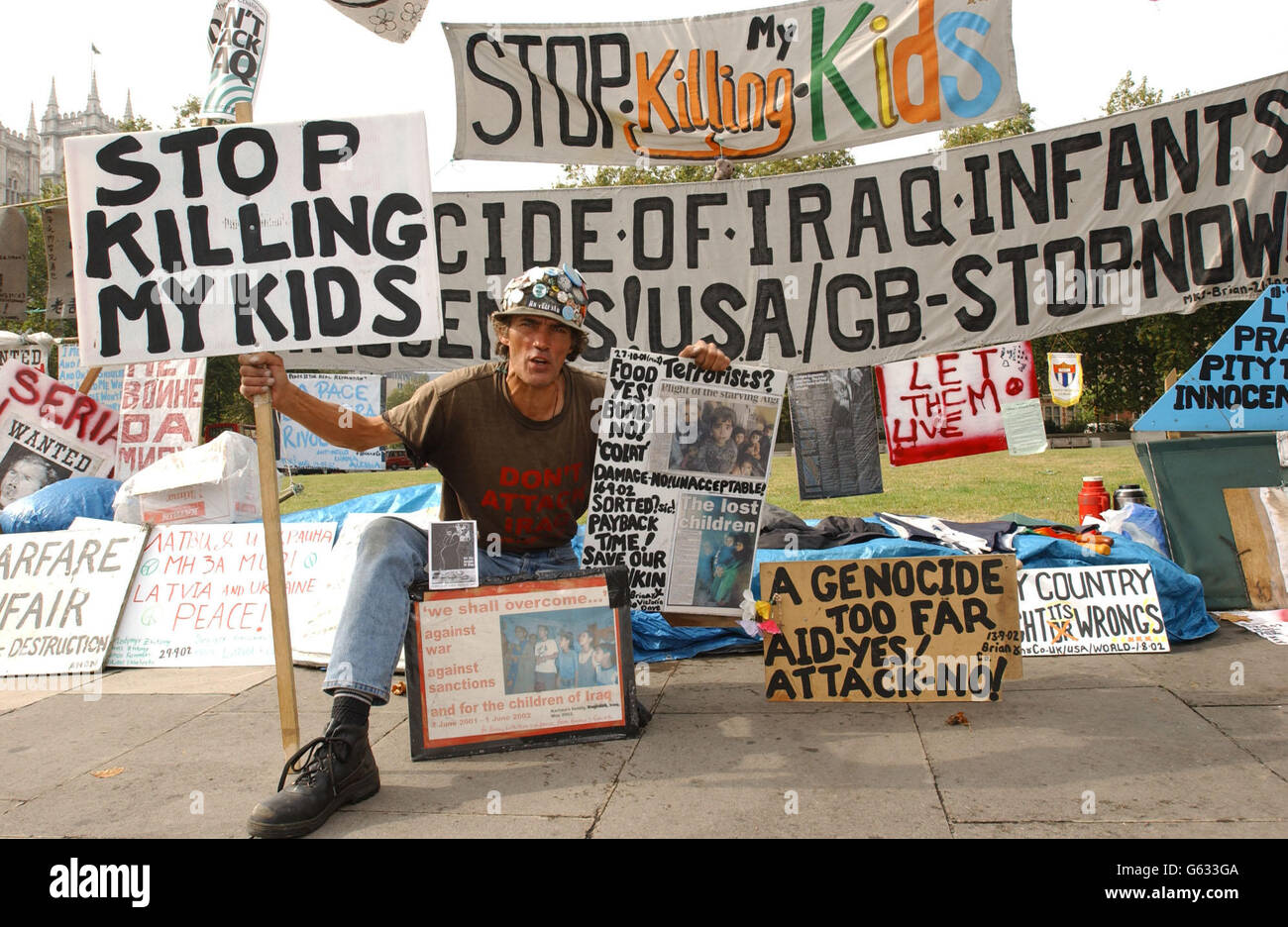 Anti War demonstrator Brian Haw, 53, from Redditch in Worcestershire on ...