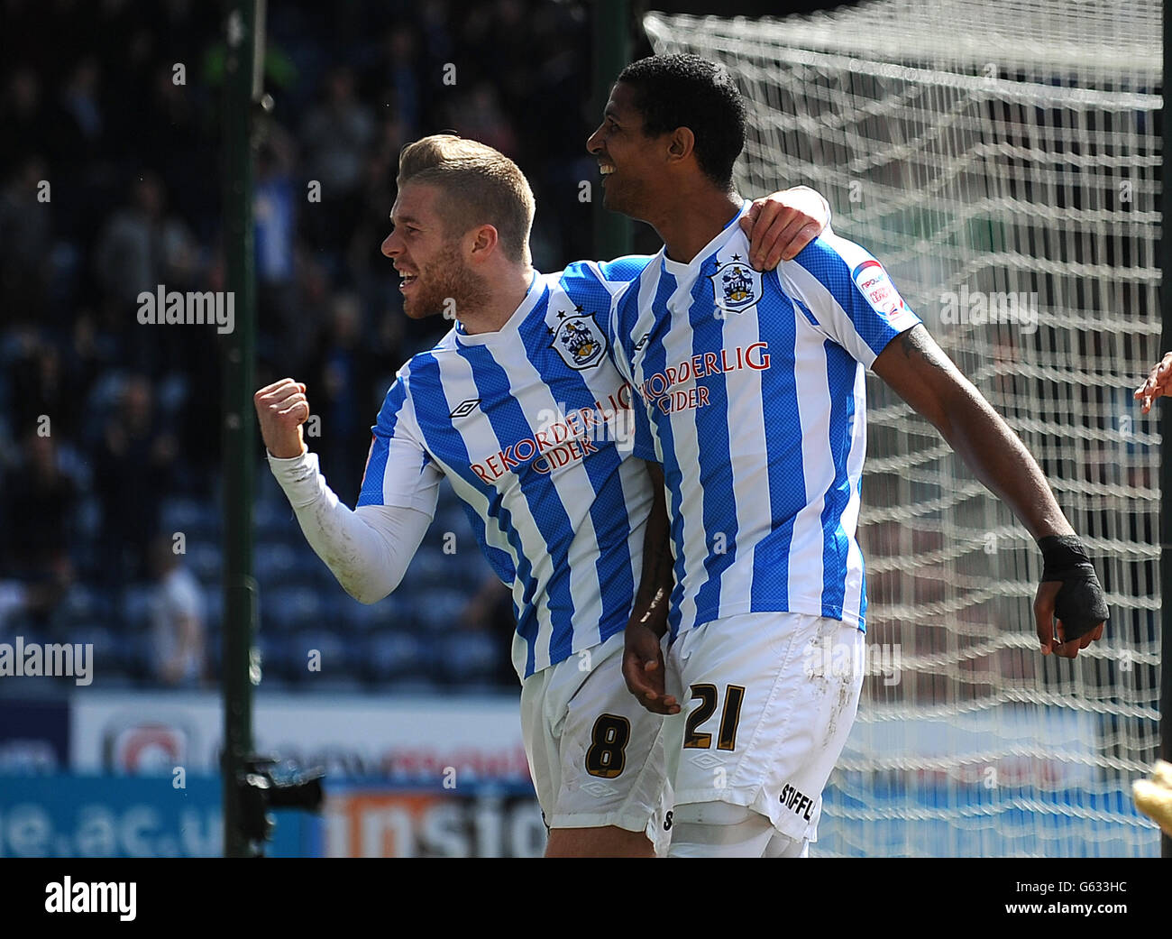 Huddersfield Town's Jermaine Beckford (right) celebrates scoring the ...