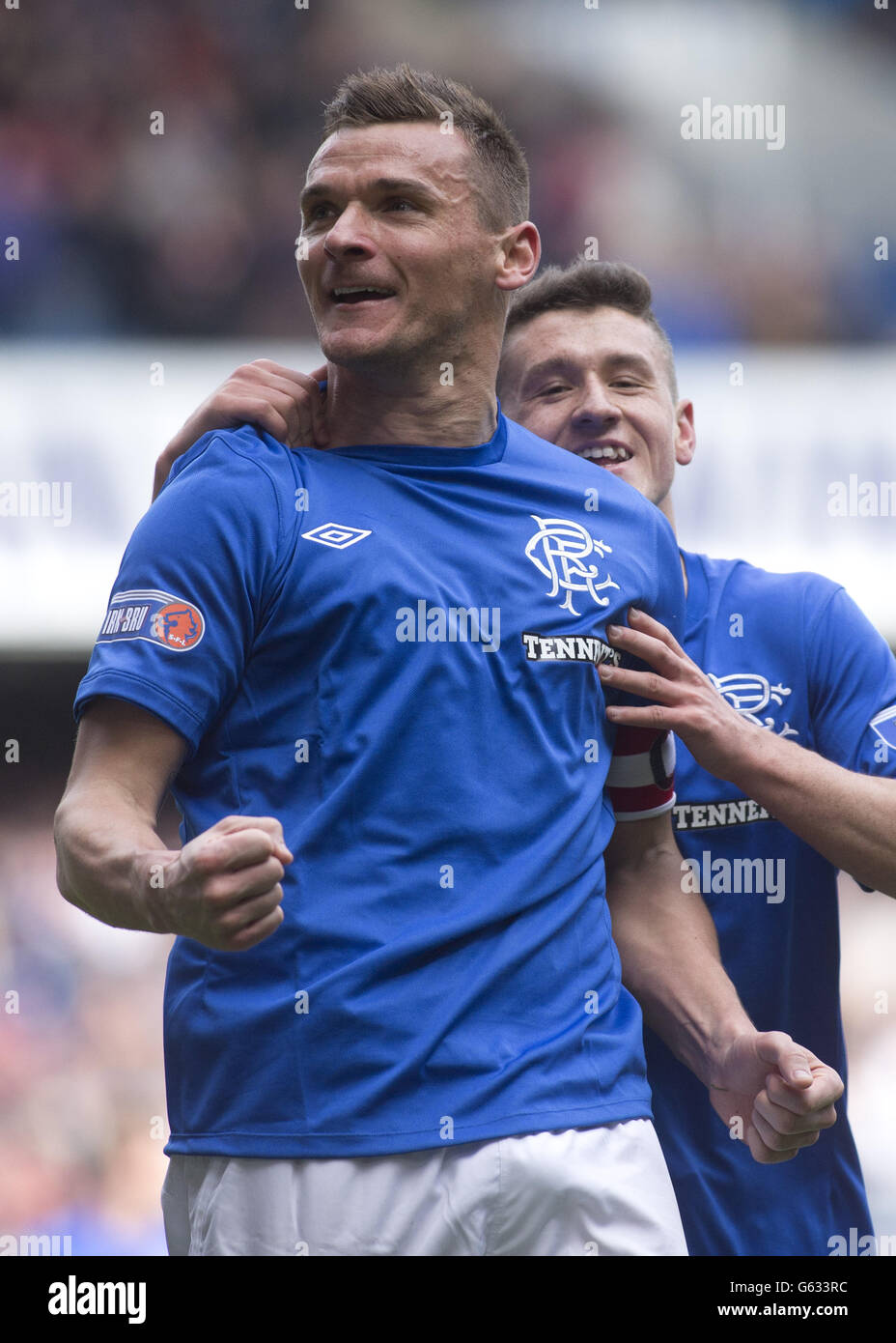 Rangers captain Lee McCulloch celebrates his goal during the Irn Bru ...