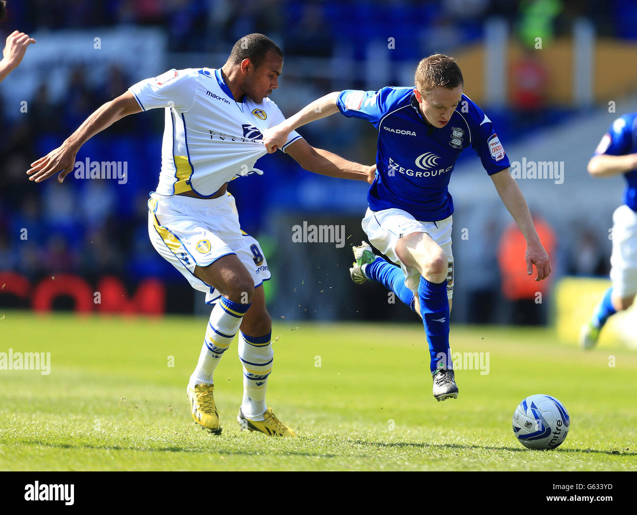 Birmingham City's Shane Ferguson (right) and Leeds United's Rudolph ...