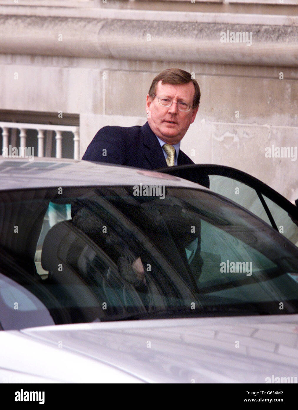 Ulster Unionist Leader David Trimble leaving Stormont. He is expected ...