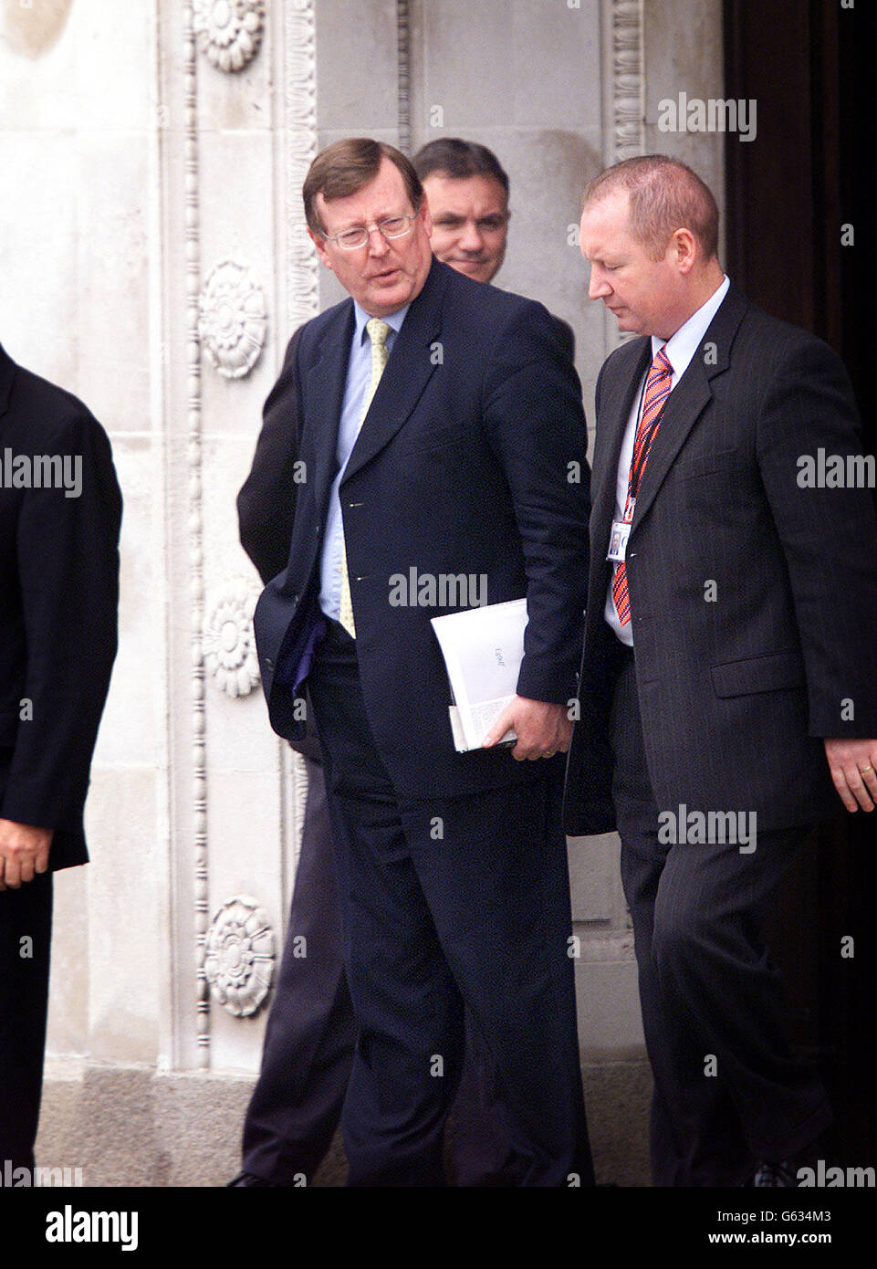 Ulster Unionist Leader David Trimble leaving Stormont. He is expected ...