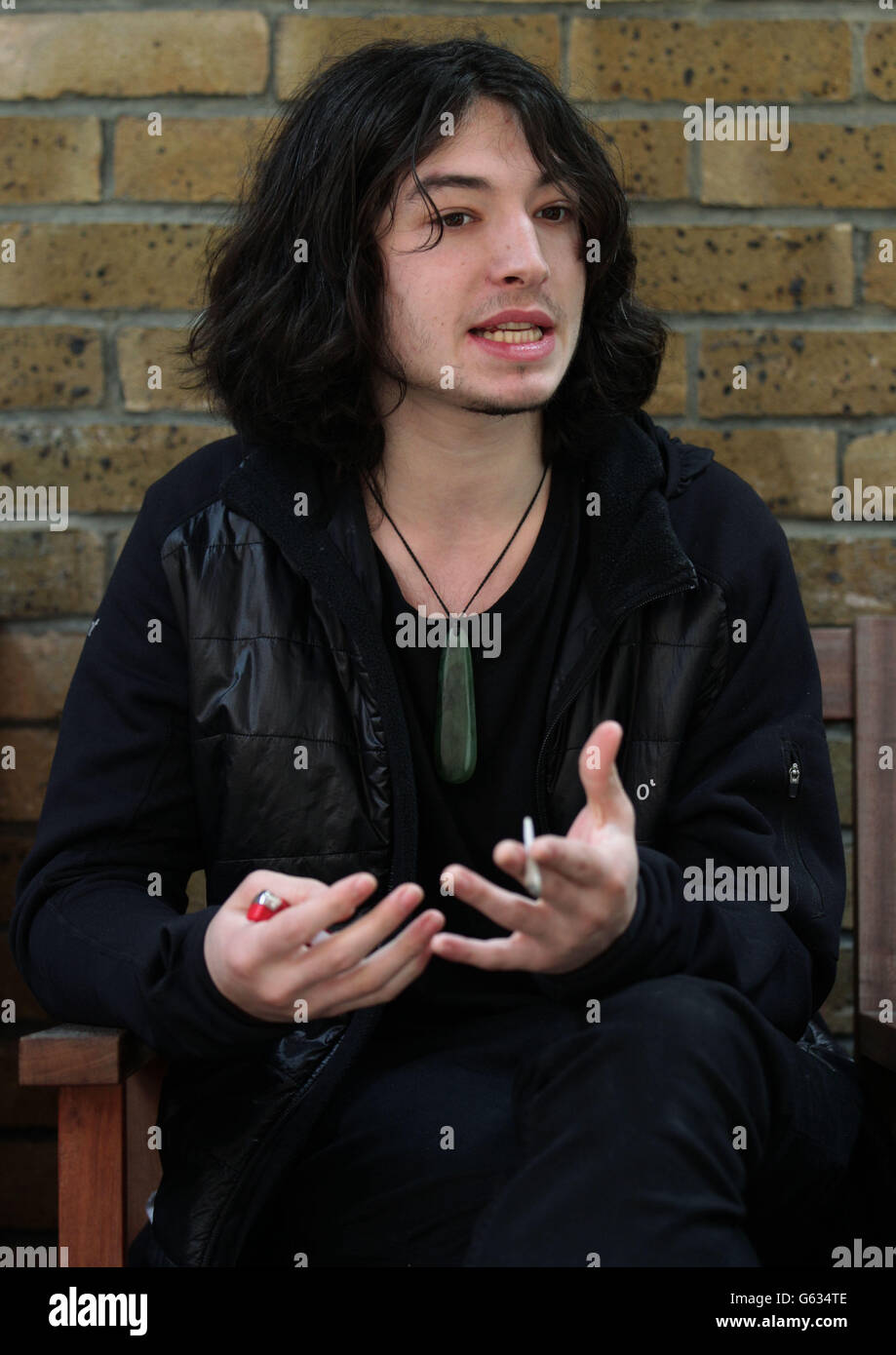 A portrait of American actor Ezra Miller during an interview with the ...