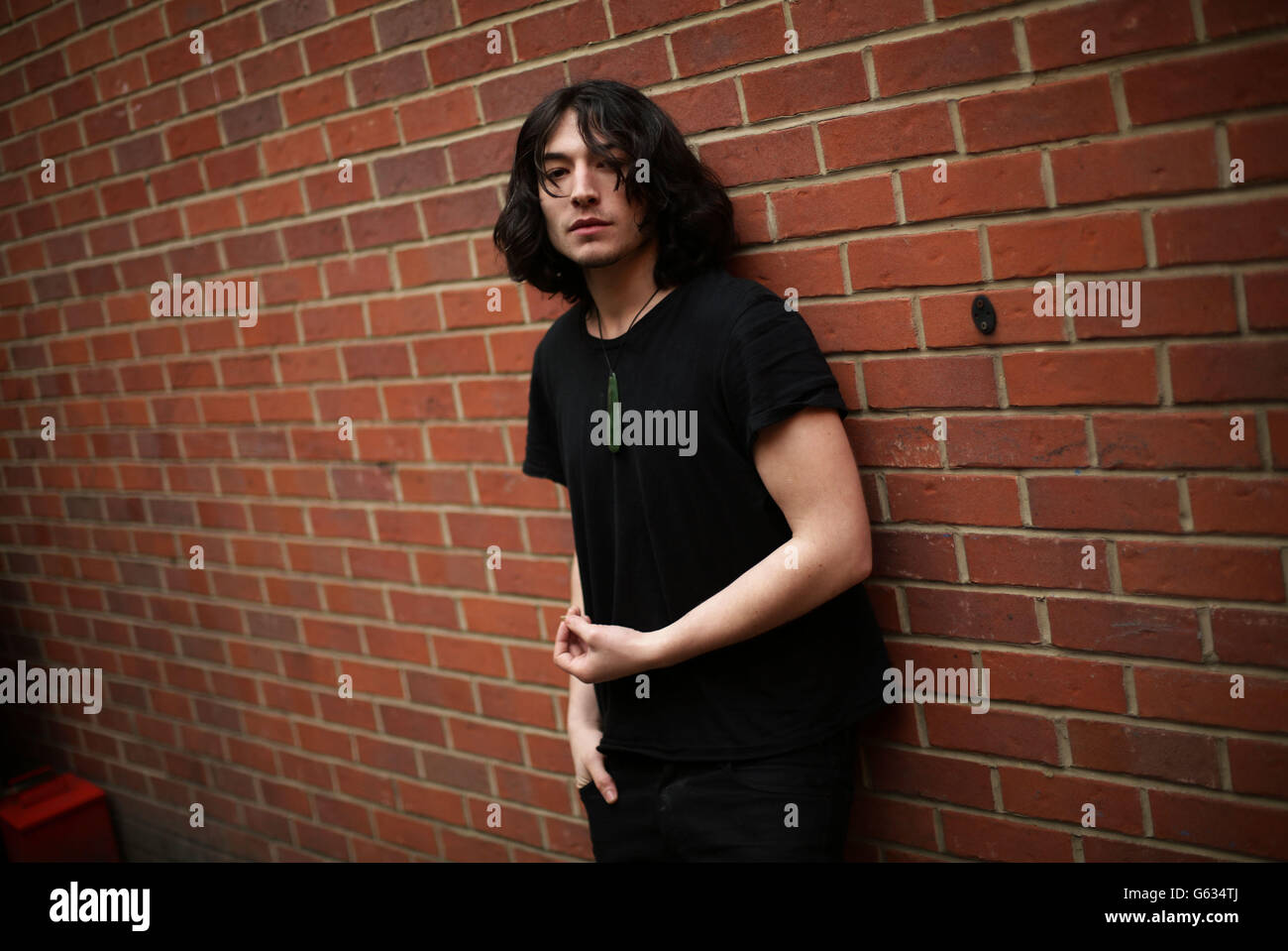 A portrait of American actor Ezra Miller during an interview with the ...