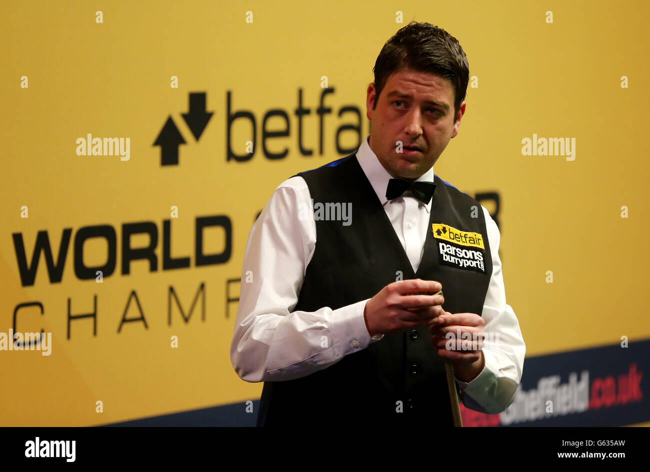 Wales's Matthew Stevens at the table against Hong Kong's Marco Fu ...