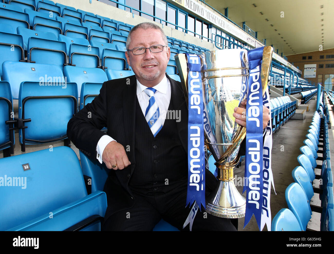 Gillingham chairman paul scally poses league championship trophy ...