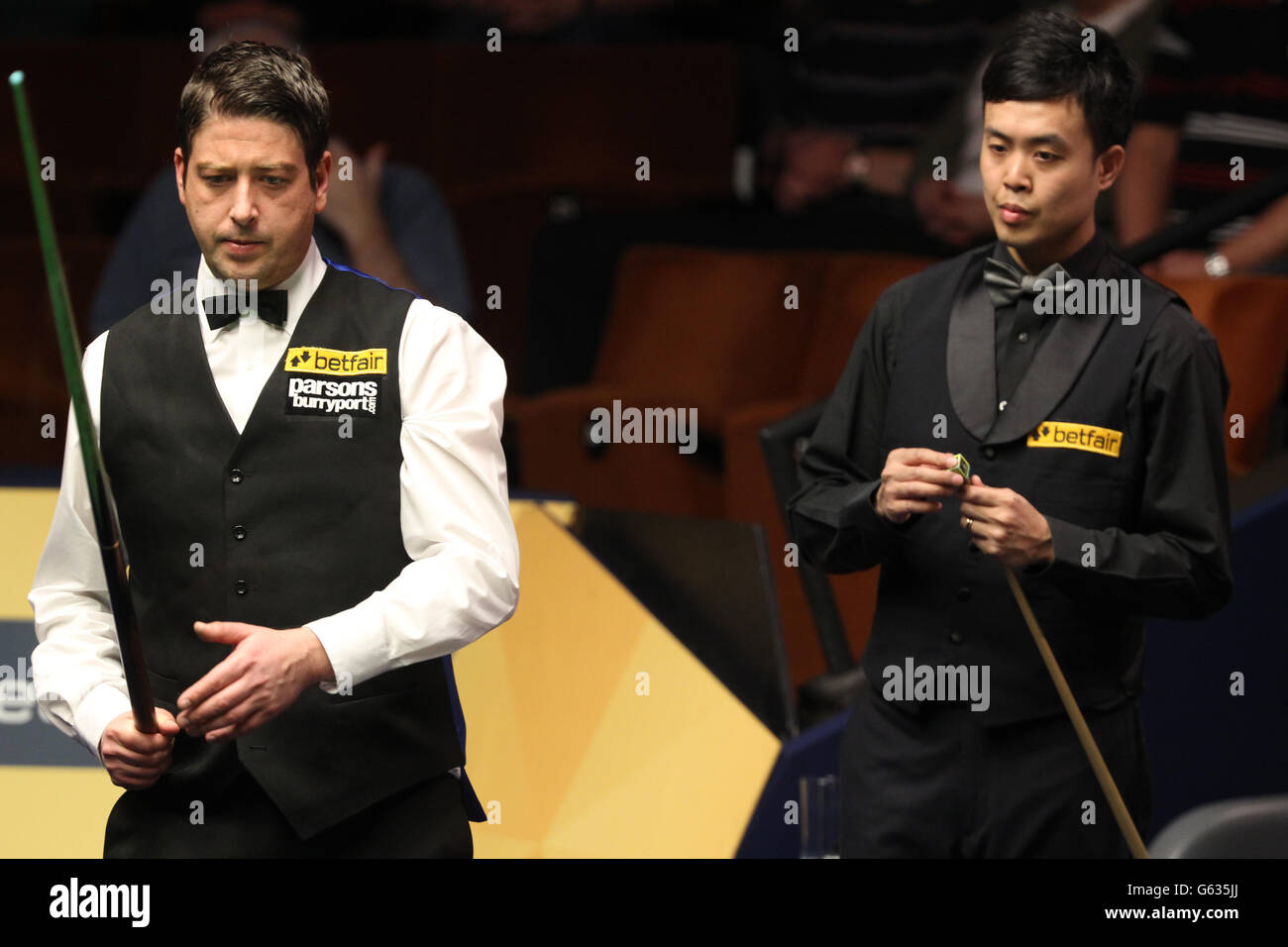 Wales' Matthew Stevens at the table against Hong Kong's Marco Fu (right ...