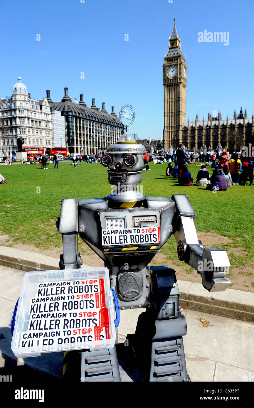 A robot in Parliament Square, central London, during a photocall for ...