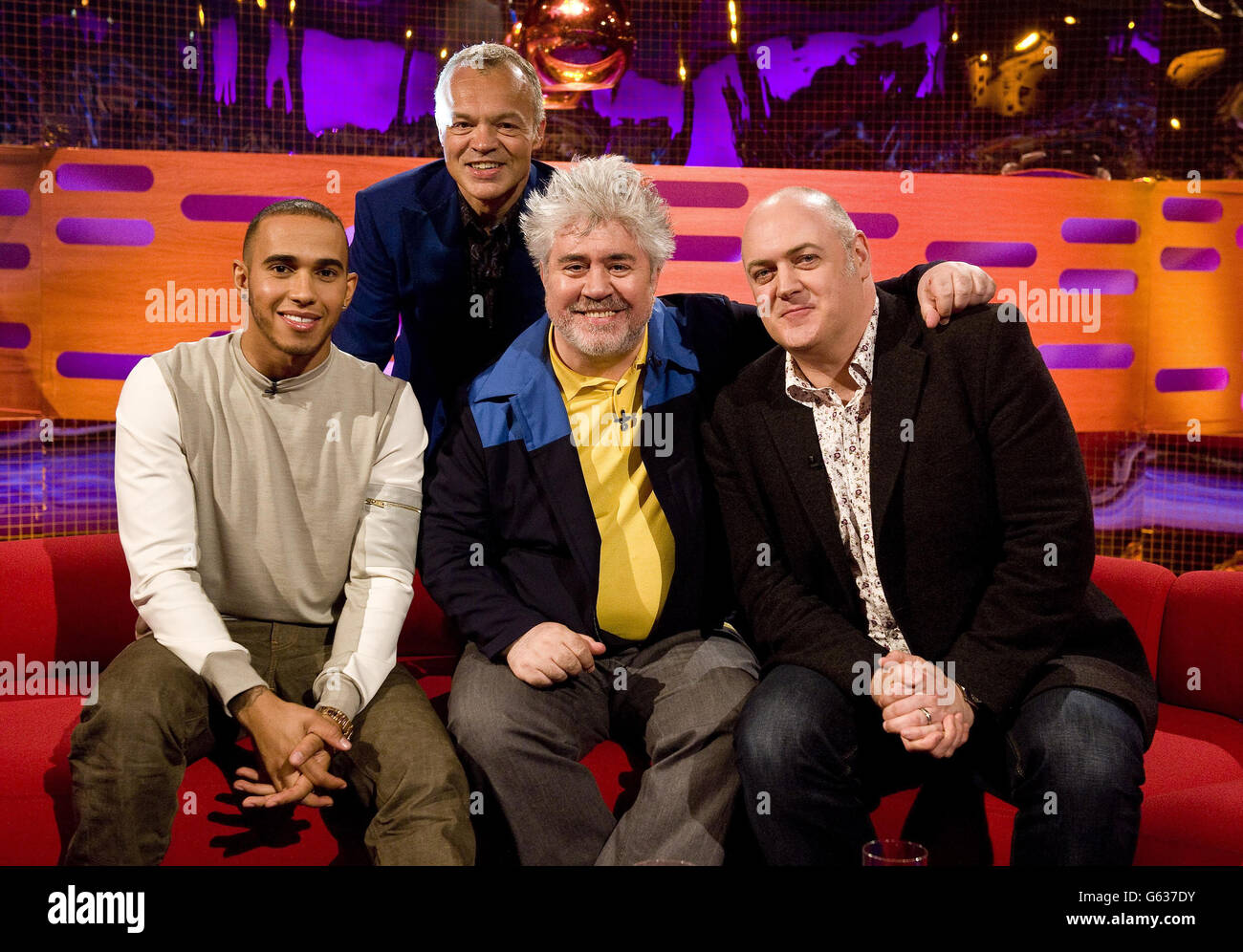 Lewis Hamilton, Graham Norton, Pedro Almodovar and Dara O'Briain during ...