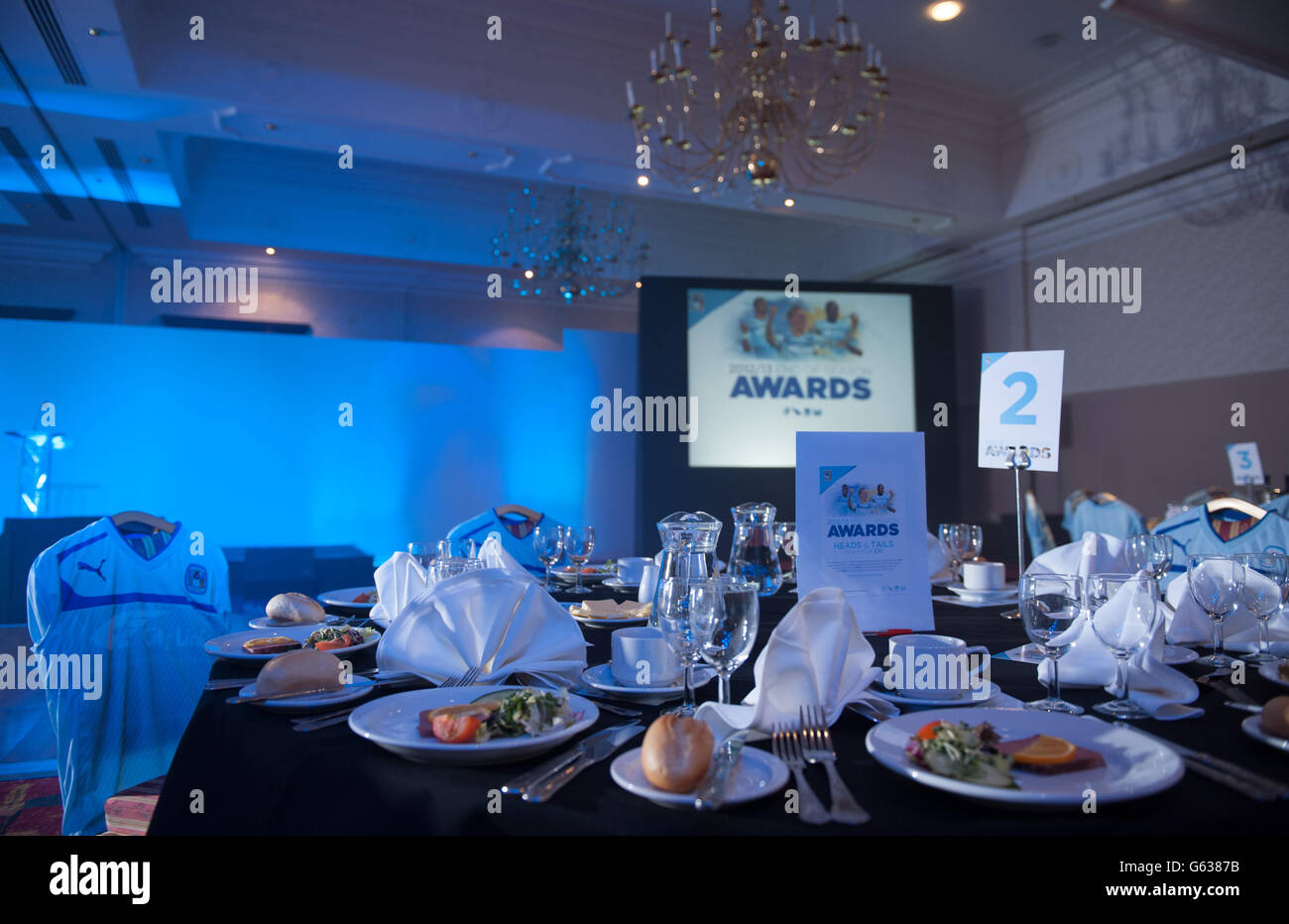 General view of the tables before the Coventry City Awards Dinner Stock ...