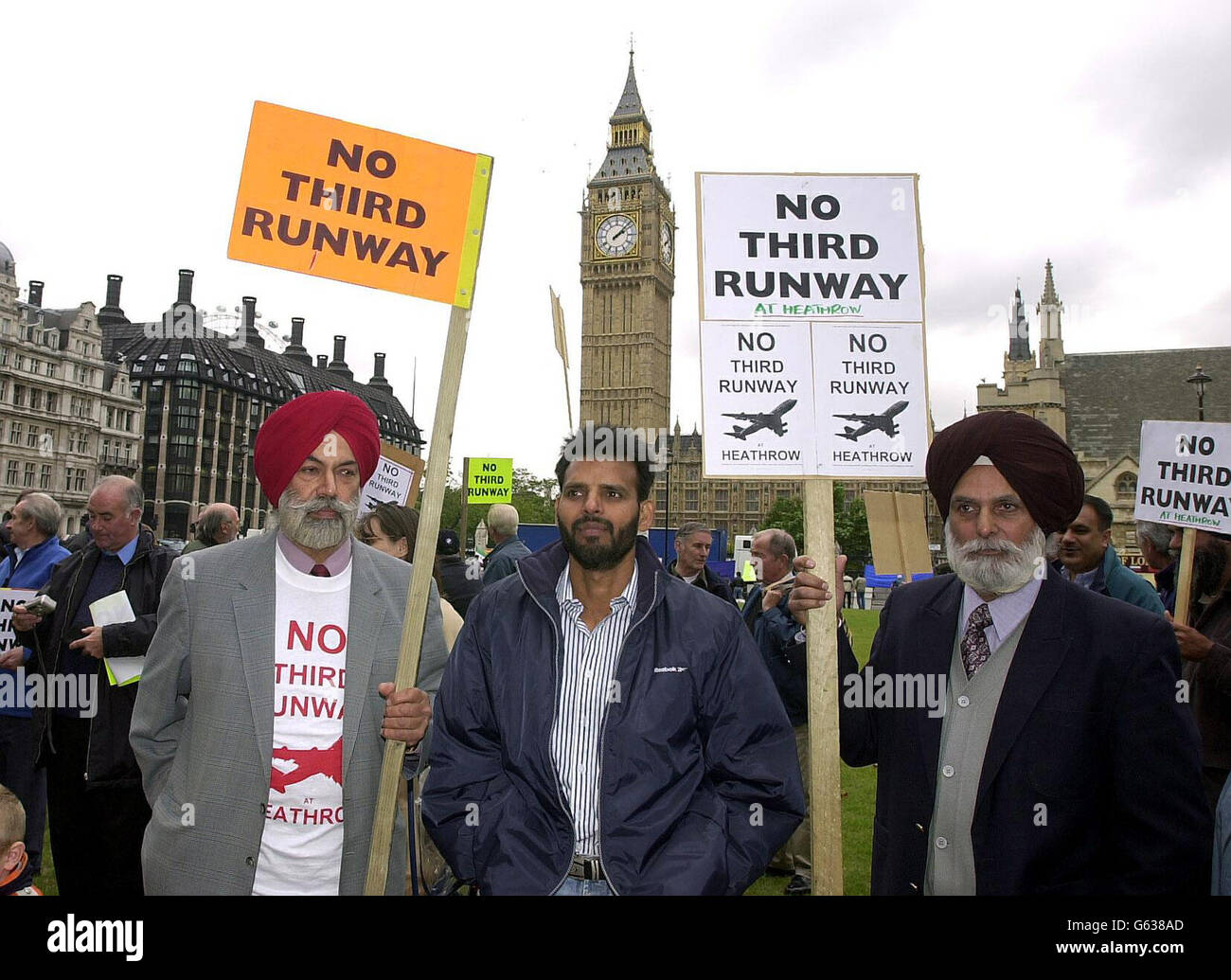 Protesters against a third runway at Heathrow Airport gather outside ...