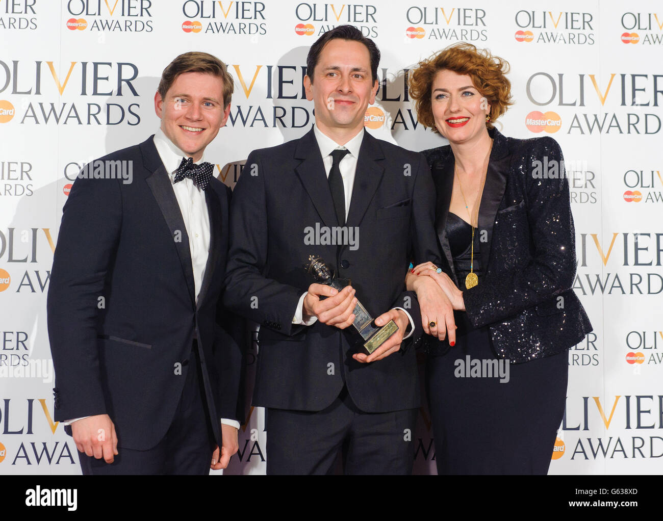 John Morrell, presenters Anna Chancellor and Allen Leech in the press ...