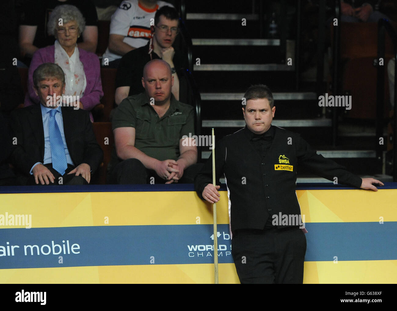 Robert Milkins looks on during his second round match against Ricky ...