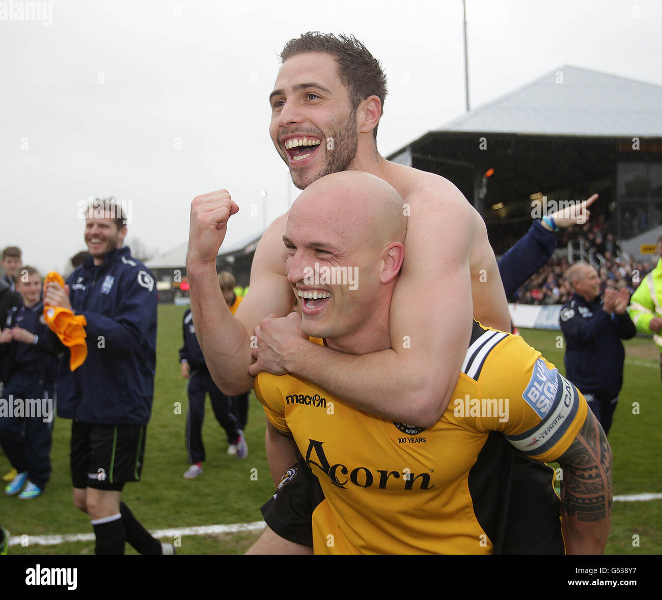 Newport afcs david pipe celebrates the win against grimsby town hi-res ...