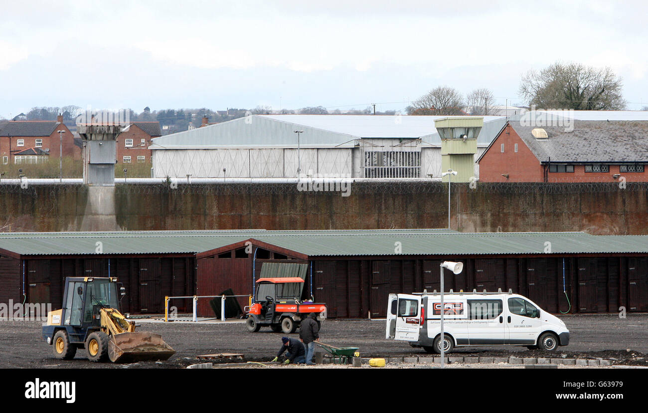 Watch towers at the remains of the maze prison hi-res stock photography ...