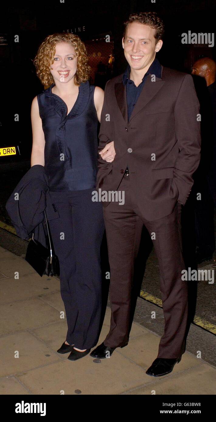 Chelsea Clinton and her boyfriend Ian Klass arriving at a party hosted ...