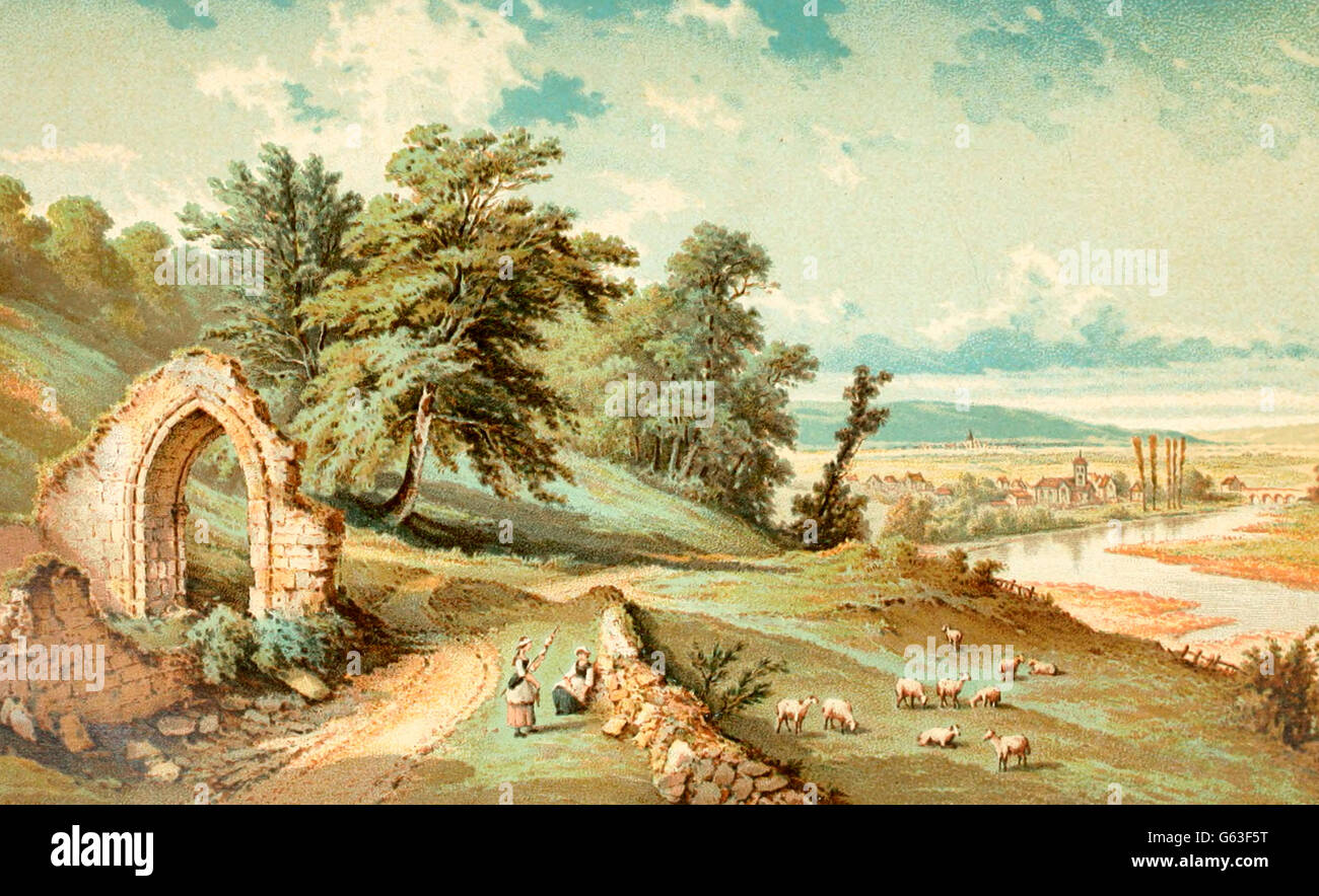 View of the village of Domremy in the Vallee de la Meuse, Birthplace of ...