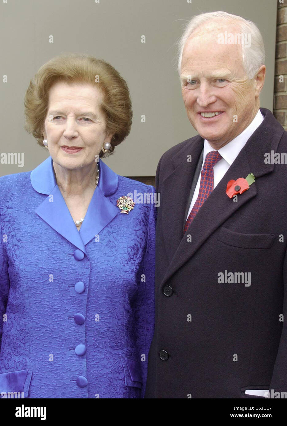 Former Prime Minister Baroness Thatcher, stands with Winston Churchill ...