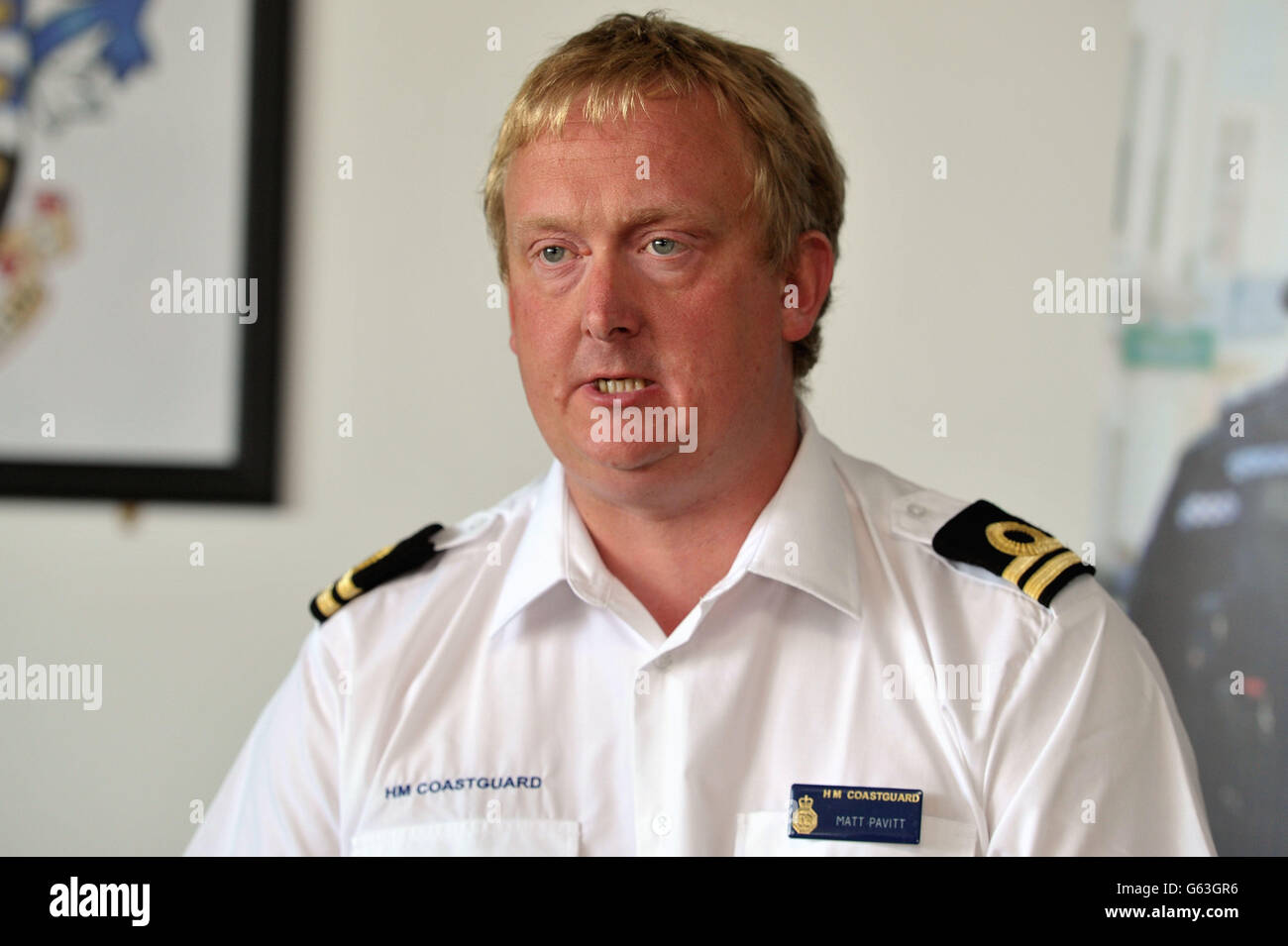 Coastguard representative Matt Pavitt during a press conference at ...