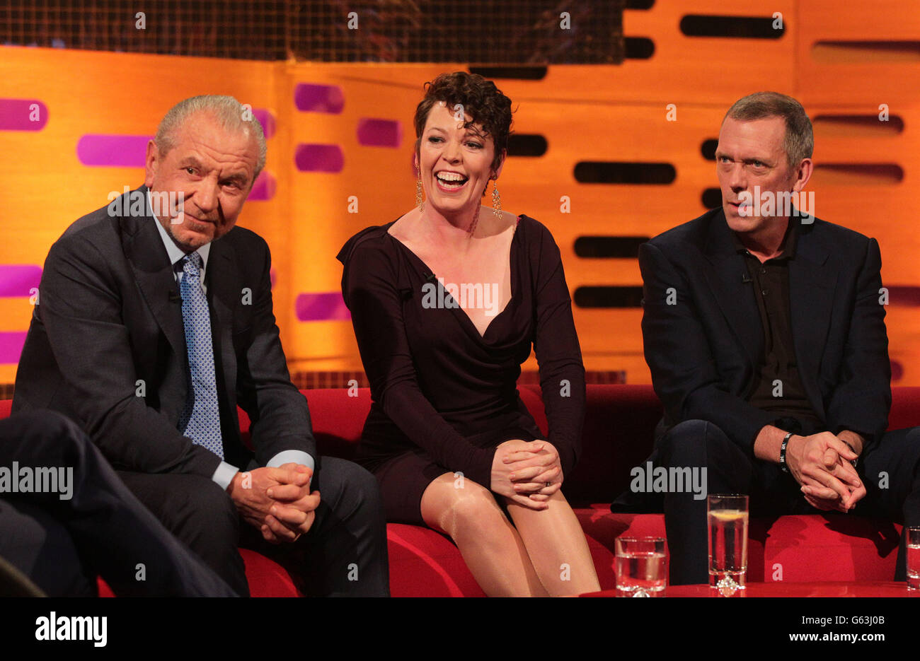 Olivia colman hugh laurie filming graham norton show london studios hi-res stock photography and ...
