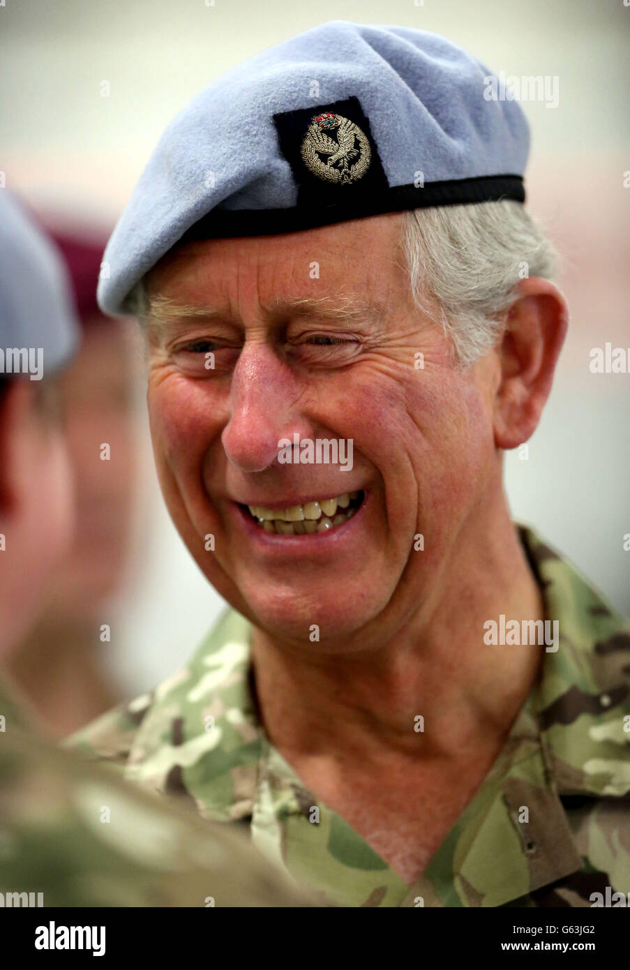 The Prince of Wales, Colonel in Chief of the Army Air Corps speaks with ...