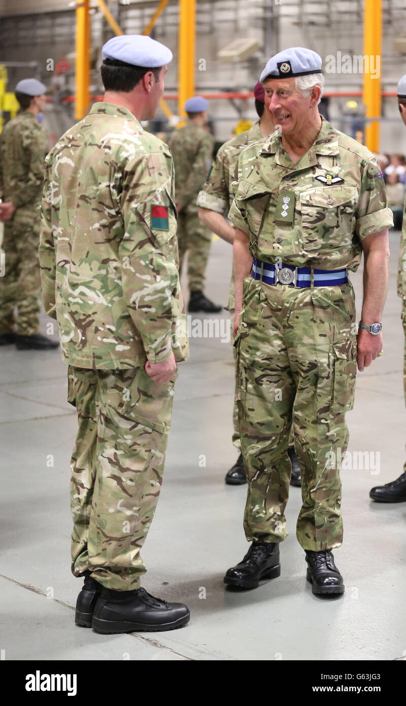 The Prince of Wales, Colonel in Chief of the Army Air Corps speaks with ...