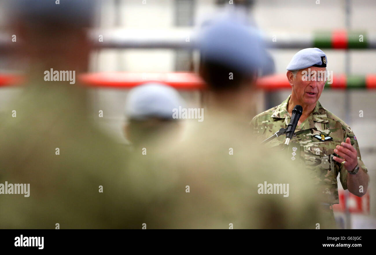 The Prince of Wales, Colonel in Chief of the Army Air Corps speaks with ...