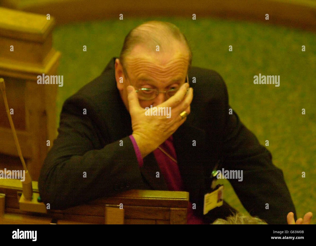 The Archbishop of York, David Hope, during a meeting of the Church ...