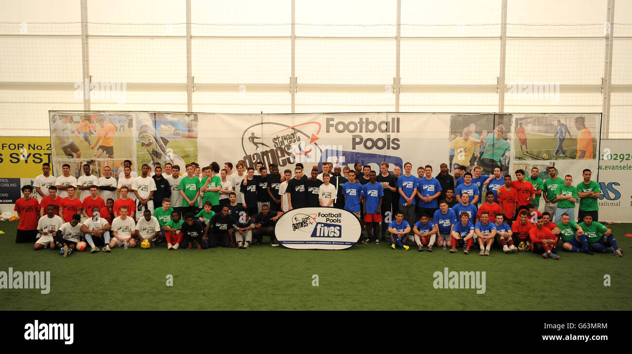 Nathan Blake with players during the StreetGames Football Pools Fives ...