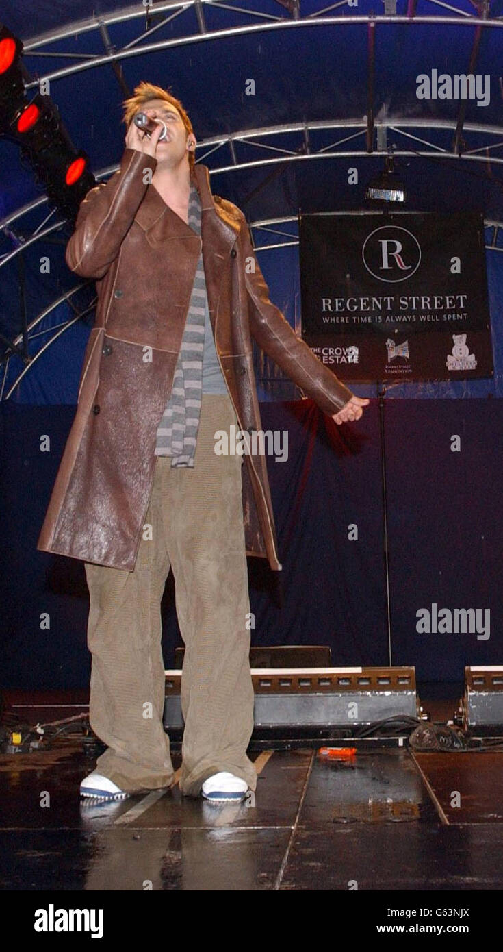 Pop singer Will Young performing a free live concert in aid of BBC ...