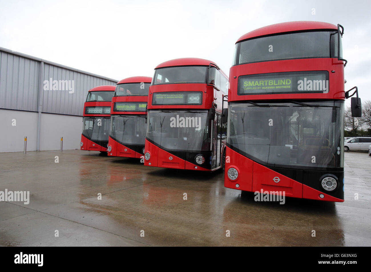 London Buses at Wright coach factory in Antrim town, Co Antrim Stock ...