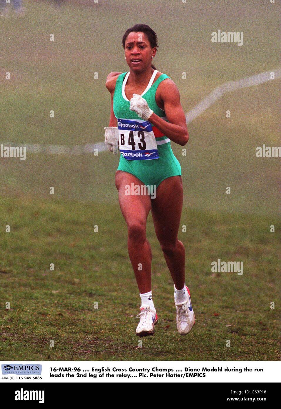 16-MAR-96. English Cross Country Champs. Diane Modahl during the 2nd ...