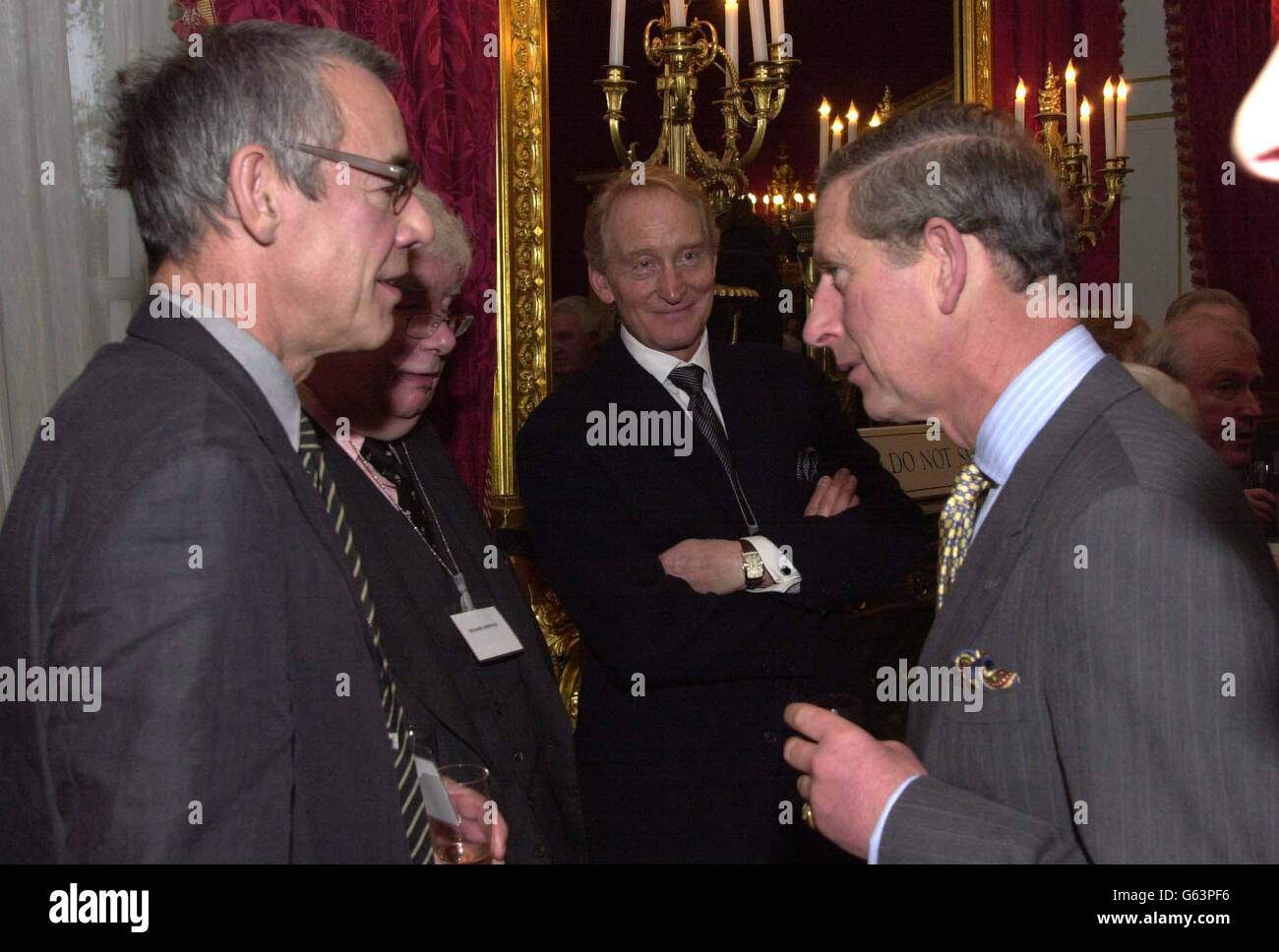 The Prince of Wales (right) meets actors Roger Lloyd Pack (left) and ...