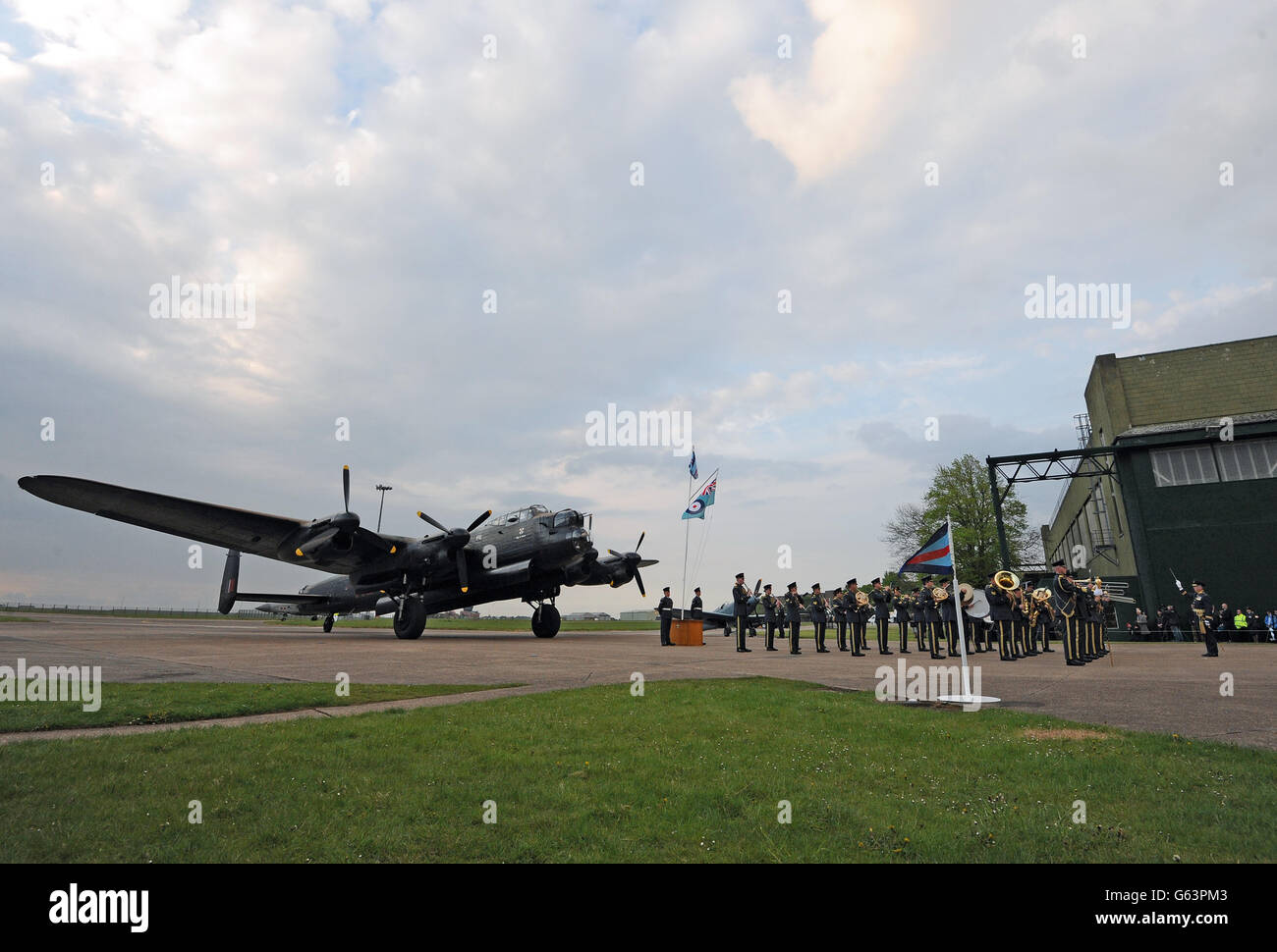 The City of Lincoln Lancaster Bomber sits on the runway at during the ...