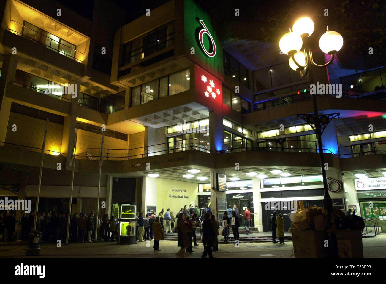 St David's Hall, Cardiff as fans arrive for the Manic Street Prechers ...