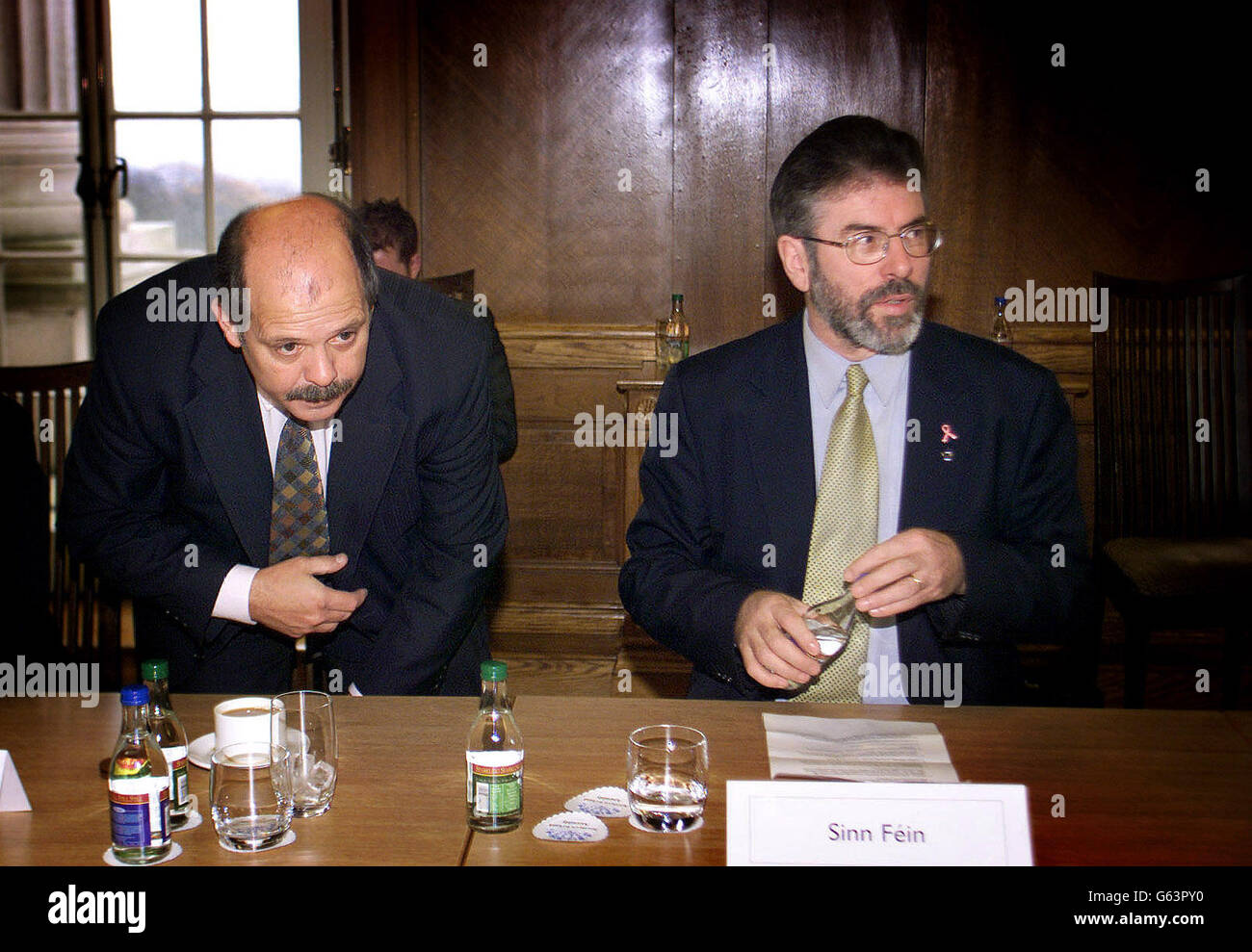 Leader Of the Progressive Unionist Party David Irvine (left) takes his ...