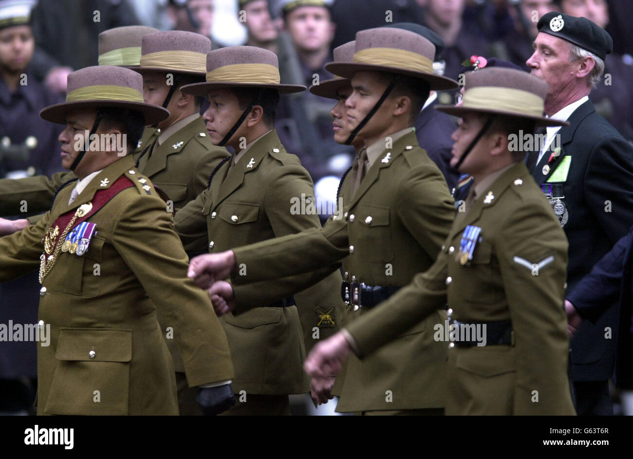 Riflemen from the Royal Gurkha Rifles taking part in the Remembrance ...
