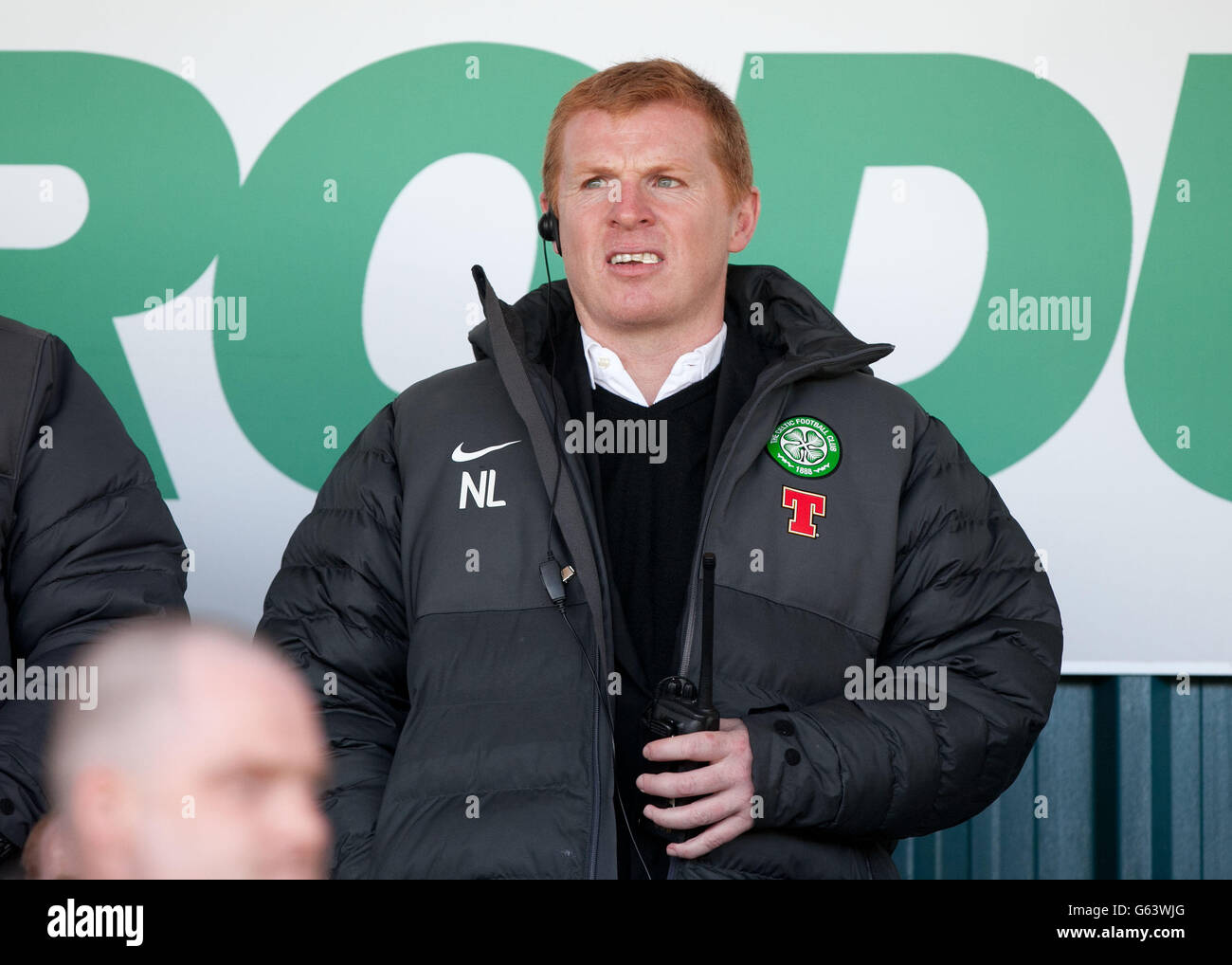 Celtic manager Neil Lennon in the stands during the Clydesdale Bank ...