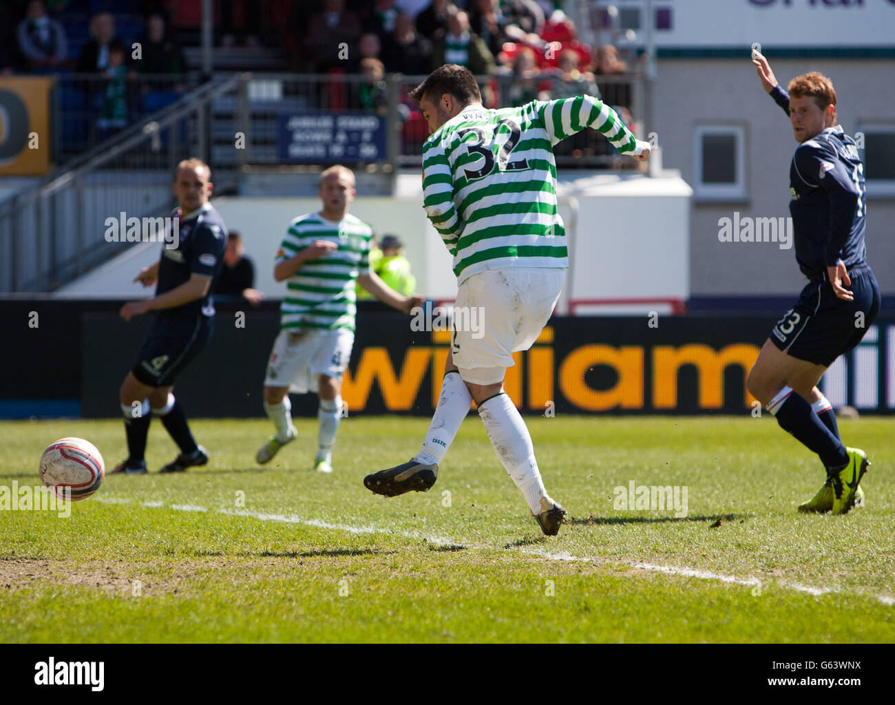 Celtic's Tony Watt's goal is ruled offside during the Clydesdale Bank ...