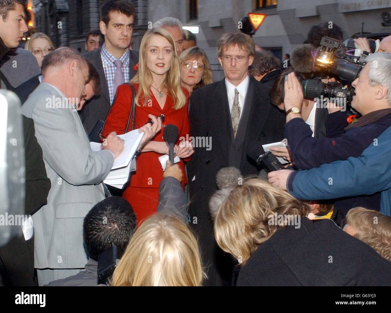 David shaylers partner annie machon speaks press outside old bailey hi ...