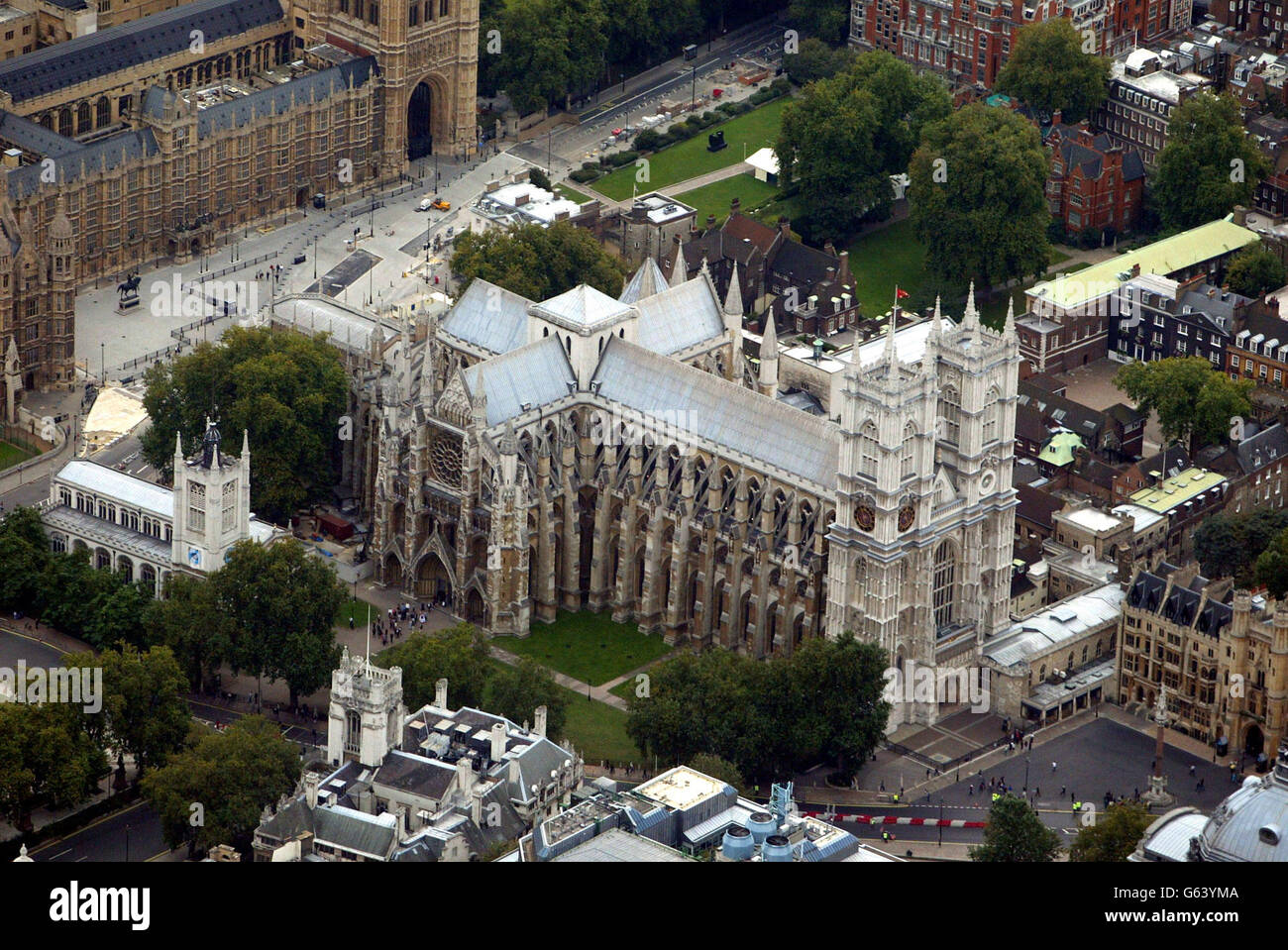 Westminster Abbey aerial view Stock Photo, Royalty Free Image ...