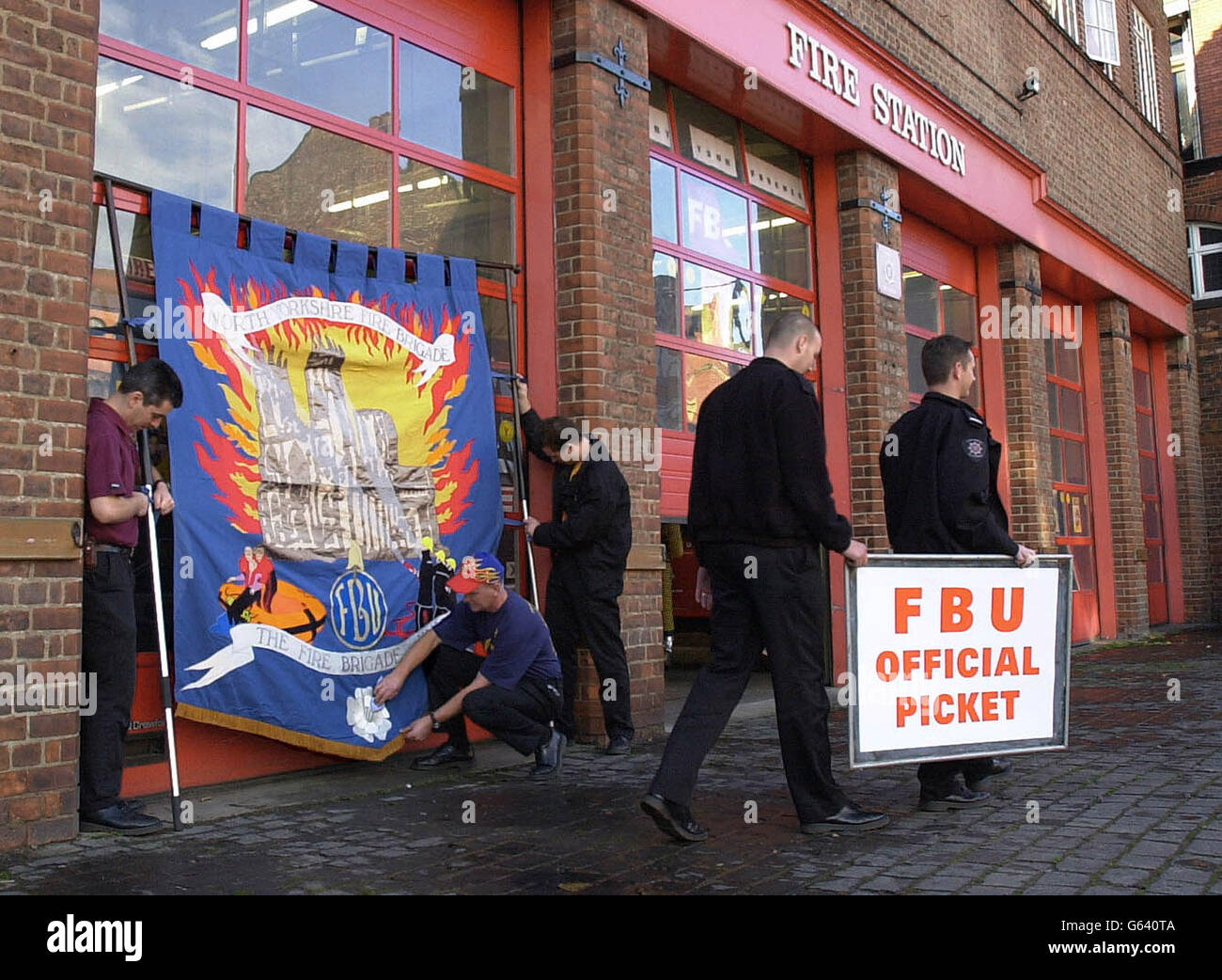 Fireman at York City Main Fire Station preparing the picket lines ...