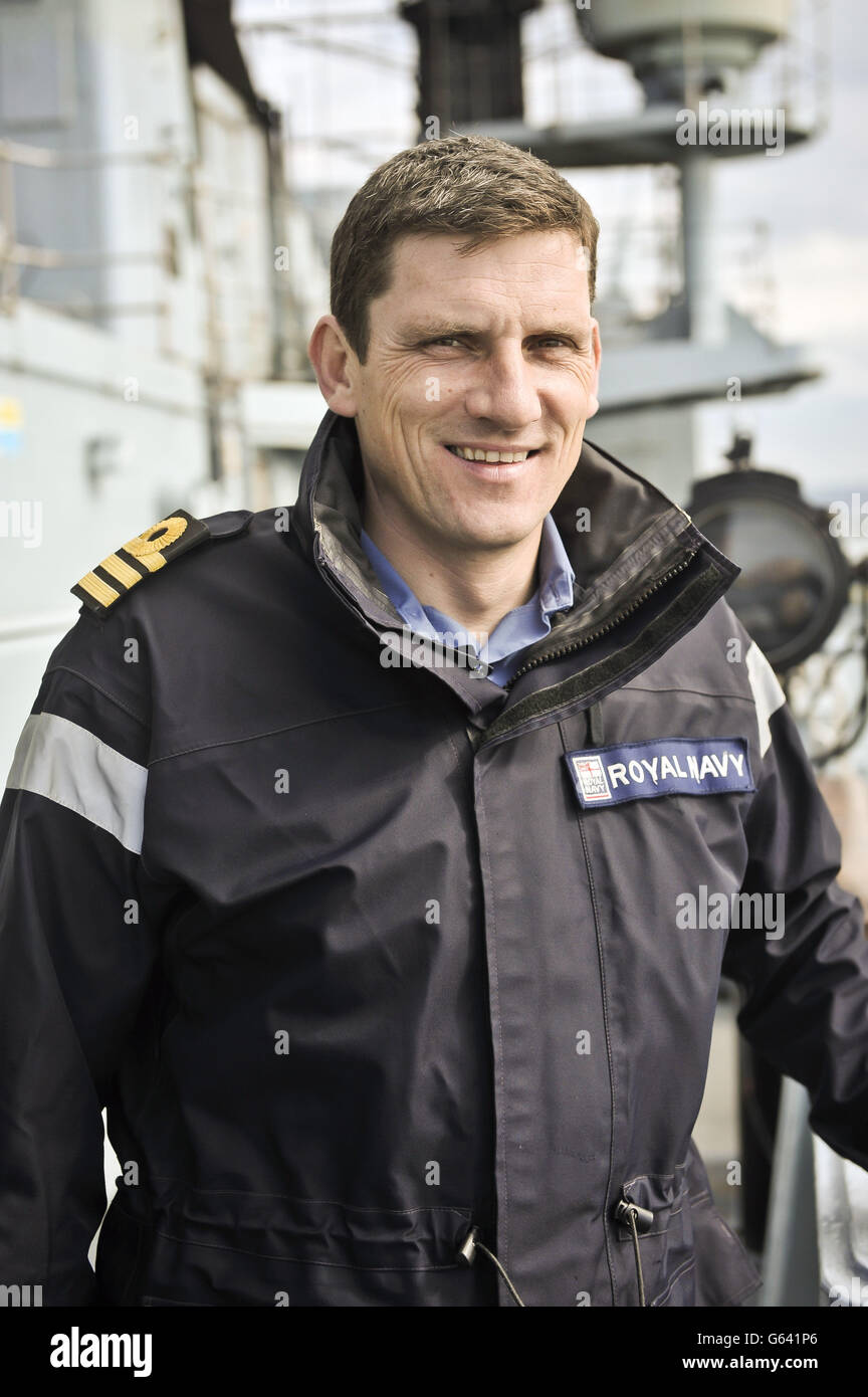 The Commanding Officer of HMS Edinburgh Nick Borbone onboard HMS ...