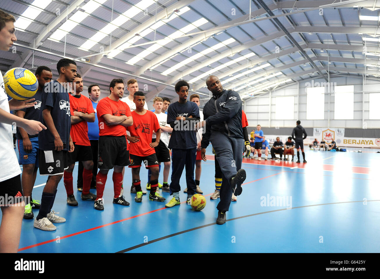 Nathan Blake coaches attendees during the StreetGames Football Pools ...