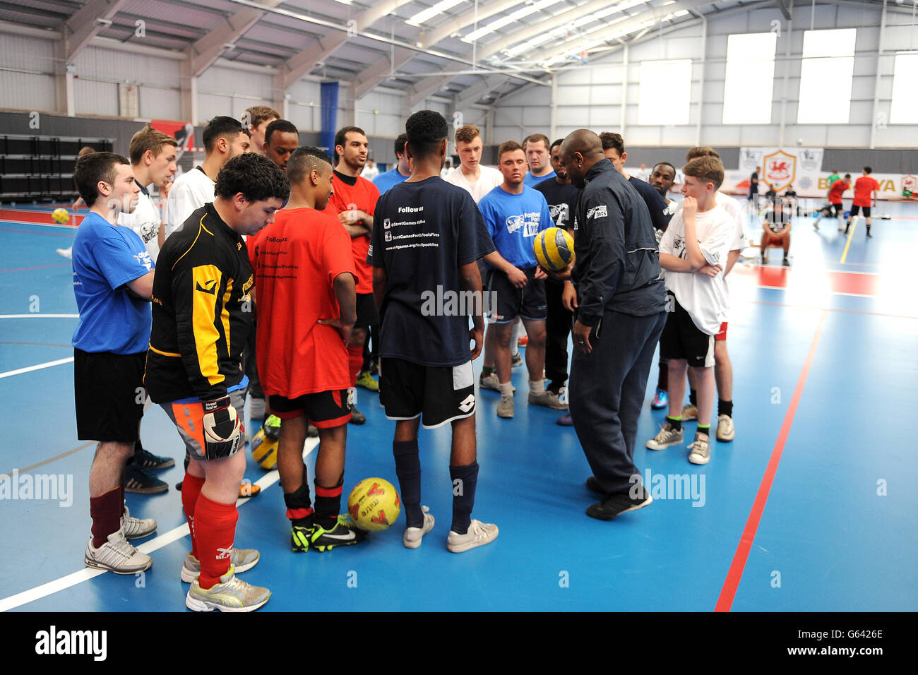 Nathan Blake coaches attendees during the StreetGames Football Pools ...